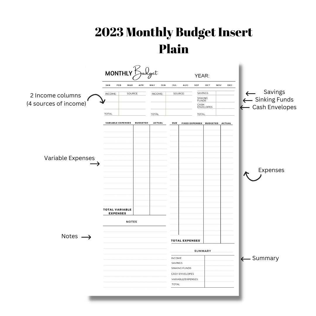 DIGITAL DOWNLOAD 2023 MONTHLY BUDGET PLAIN – NORAS COVE